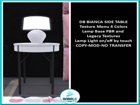 Second Life Marketplace - DB BIANCA SIDE TABLE add me